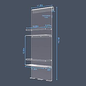 Nynelly Over The Door Shower Caddy, Acrylic Shower Caddy Shelf with Hooks, No Drilling Hanging Shower Organizer for Bathroom Storage, Body Wash Shampoo Holder