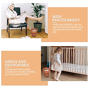 DOITOOL Portable Woven Basket Trash Can Decorative Sundries Container Basket Small Wastebasket Woven Storage Baskets for Bedroom, Bathroom, Utility Rooms, Garages (10 x 11 x 7 inch)