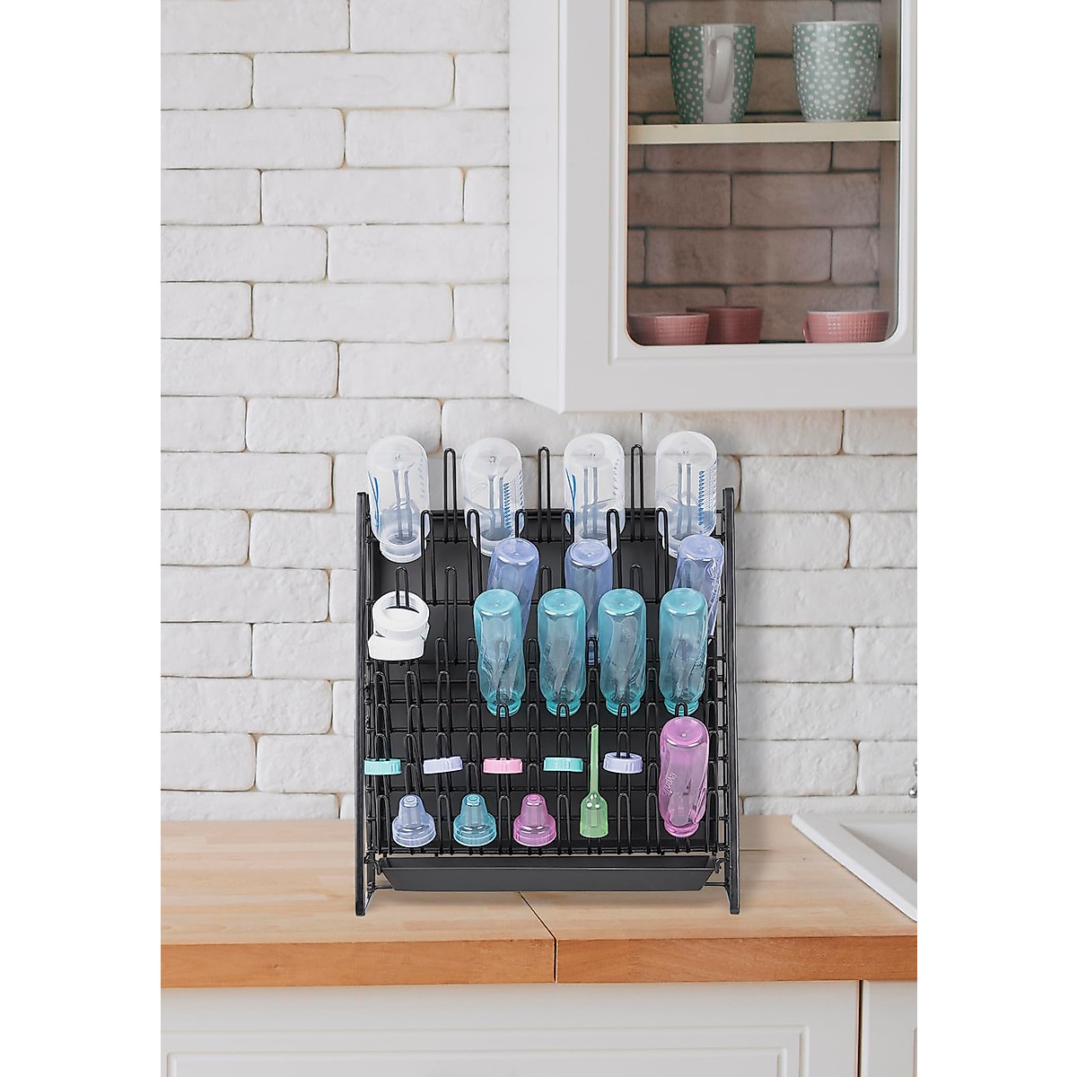 IneVibe Drying Rack for Lab Glassware and Bottles - Laboratory Draining Dryer Stand for Countertop, Space Saving Steel Wire Frame - Station for Baby Feeding Bottle