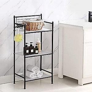 MallBoo 3 -Tier Over-The-Toilet Bathroom Spacesaver and 3 -Tier Standing Bathroom Shelves(Black)