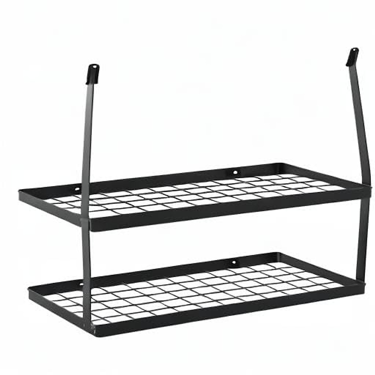 KES 30-Inch Pot Rack 2 Tier Pan Rack for Kitchen Wall Mounted Pot Organizer with 12 S-Hooks Heavy-Duty Matte Black, KUR218S75B-BK