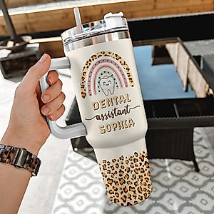 Hyturtle Personalized Dentist Tumbler - Dental Hygienist Gift For Women - Gifts For Dentists - Dental Assistant Gift - Gift for Appreciation Week - Custom Name Tumbler 40oz Stainless Steel Coffee Cup