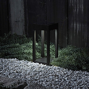 LampLust Solar LED Pathway Light - 9 Inch Tall, Cool White or Color-Changing, Modern Outdoor Bollard Lighting, Built-in Solar Panel, Stake & Battery Included