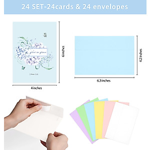 Nihuecne 24 Pack Floral Christian Thinking of You Cards with Self-adhesive Envelopes, 4"x6" Boxed Blessing Religious NoteCards with Sentiments Inside, 24 Bible Verses, 24 Desiqns