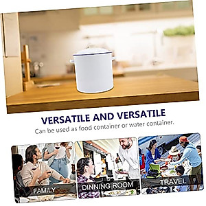 SECFOU Enamel Bucket Ceramic Cookware Cookwear White Buckets Water Bucket with Cover Rustic Rice Storage Container Home Water Bucket Water Bucket Enamel Water Bucket Home Bucket Enamel