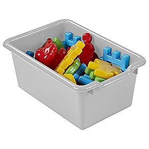 ECR4Kids Scoop Front Storage Bin, Multipurpose Organization, Light Grey, 5-Piece