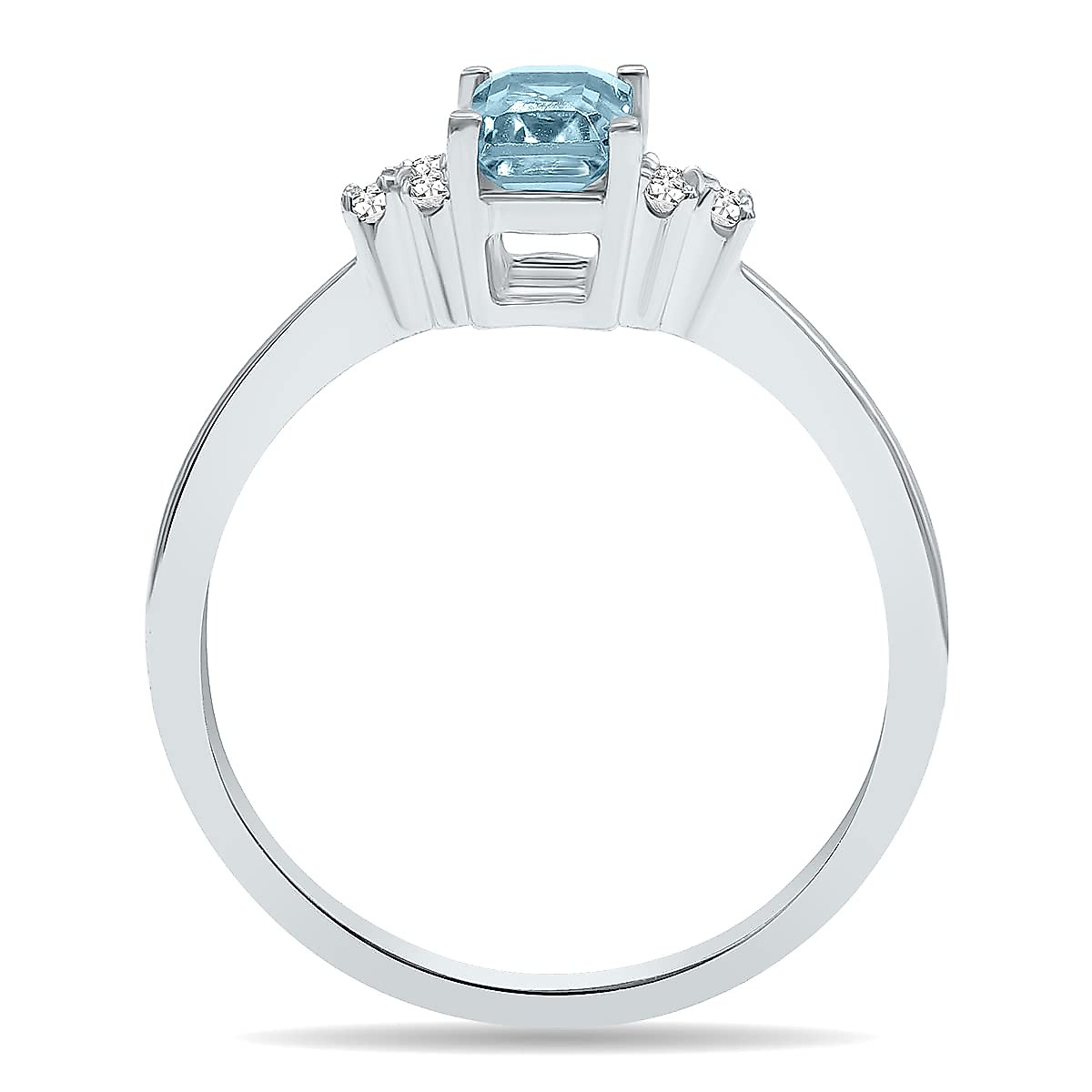 SZUL Aquamarine and Diamond Regal Ring in 10K White Gold