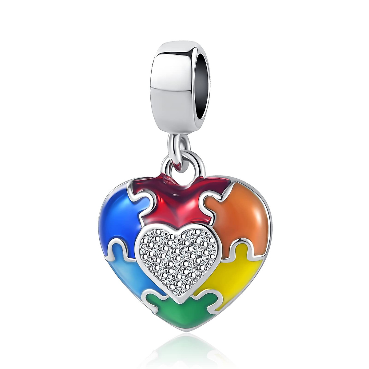 MZC Jewelry Autism Awareness Heart Charm for Pandora Bracelets You fit me Perfectly Love Puzzle Piece Bead