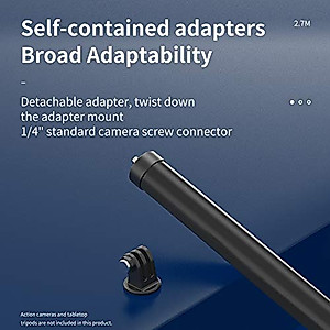 REYGEAK Ultra Long Selfie Stick Pole 2.7M/106 Inch Carbon Fiber Lightweight Waterproof Extendable Handheld Monopod for GoPro Max Hero 11 10 9 8 7 6 5 Insta360 X2 X3 DJI Action 2 3 AKASO 360 Camera