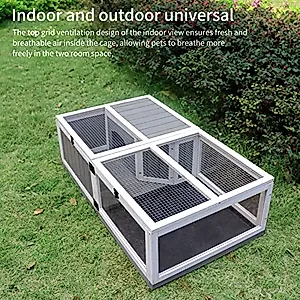 Tortoise Habitat, Wooden Tortoise House w/Removable Waterproof Tray Indoor Outdoor Turtle Enclosure for Small Animals Outdoor Wooden Reptile Cage