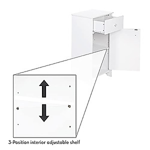 RiverRidge, White Medford Single Door Floor Cabinet with Drawer, One Size