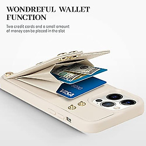 LAMEEKU for iPhone 12 Pro/iPhone 12 Wallet Case 6.1'', Leather Case with Card Holder, 360°Rotation Ring Stand, RFID Blocking Protective Case for Women for Apple iPhone 12 / iPhone 12 Pro Beige