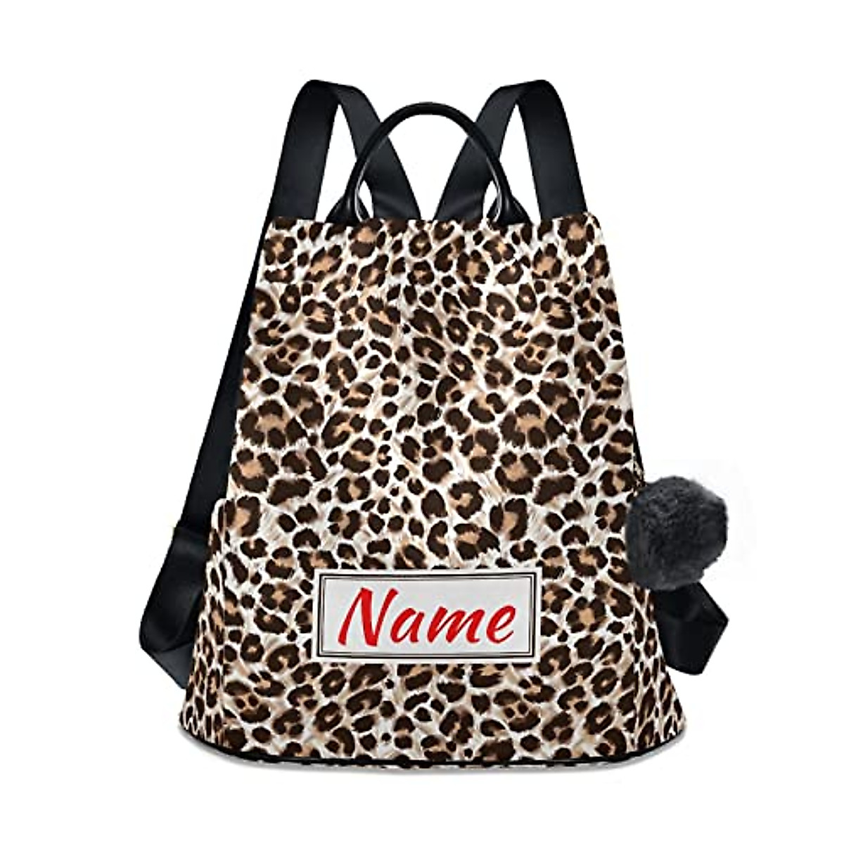 SUABO Leopard Cheetah Print Animal Custom Backpack Purse for Women, Anti Theft Personalized Name Shoulder Bag Fashion Ladies Travel Bags