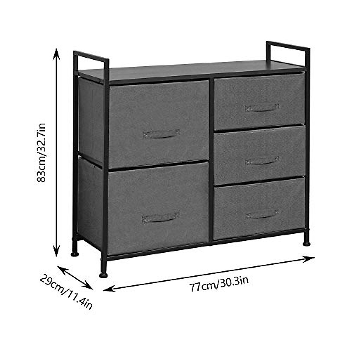 4HOMART Dresser Organizer with 5 Drawers Cloth Cabinet Storage Shelf Unit with Easy Pull Linen Fabric Bins Storage Tower Unit for Bedroom, Hallway, Closet, Office Organization