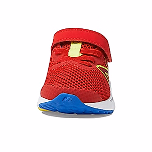 New Balance KIds Arishi Fresh Foam v4 Sneaker, TEAM RED/MARINE BLUE/COSMIC PINEAPPLE, 4.5 M Big Kid (8-12 Years)