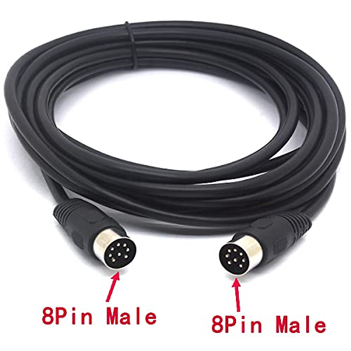 PIIHUSW Long 8 PIN DIN Cable Male to Male MIDI Extension Cord for Bang and Olufsen B&O PowerLink mk 2 BeoLab (5 Meter)