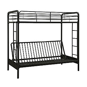 DHP Twin-Over-Futon Convertible Couch and Bed with Metal Frame and Ladder - Black