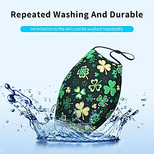 Shamrock Face Mask St. Patrick's Day Masks Washable Cloth Mask Reusable Breathable Cloth Irish National Day Fashionable Green Masks for Adults 3 PCS
