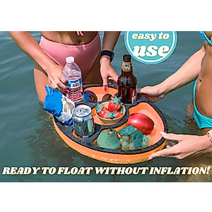 Polar Whale Floating Spa Hot Tub Bar Drink and Food Table Orange and Black Refreshment Tray for Pool or Beach Party Float Lounge Durable Foam 17 Inches Oval 7 Compartment