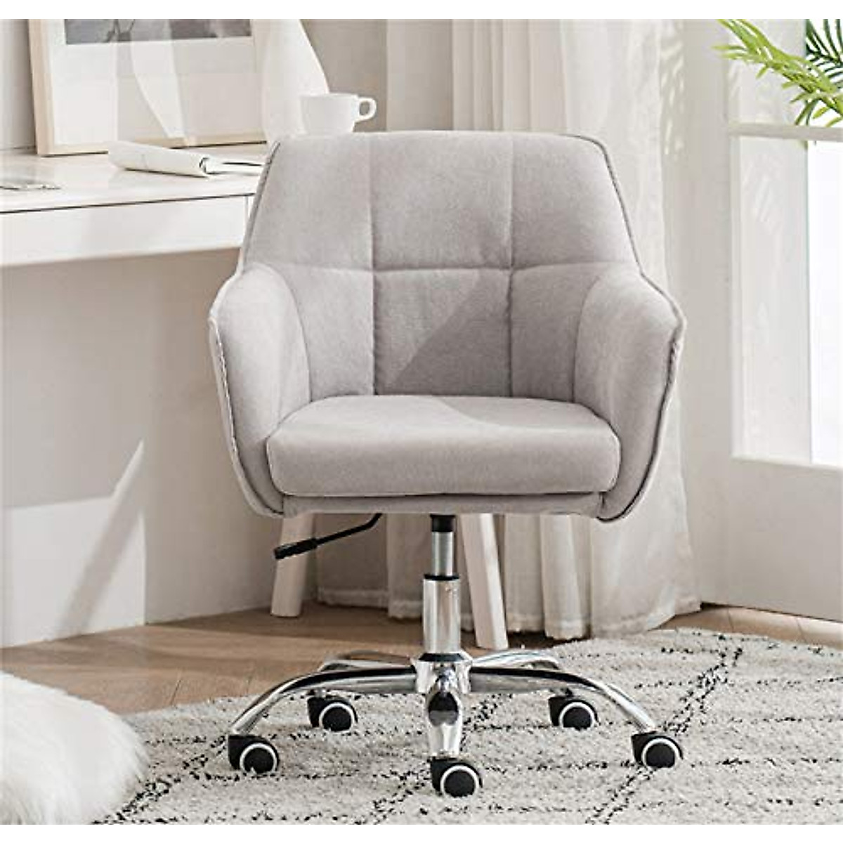 ECBETCR Chair Desk Office Chair Home Rolling Swivel Chair, Computer Desk Chair, Velvet Fabric and Nylon Foot Design, Thick Cushion Pad Flexible for Executive, Drafting, Gaming or Office