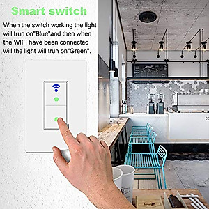 Smart Light Switch, WiFi Smart Double Switch Button, Compatible with Alexa and Google Home, Remote Control with Timing Funtion, No Hub Required,Smart Life APP Provides Control from Anywhere