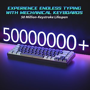 Taiahiro 60% Mechanical Gaming Keyboard, RGB Backlit 68 Keys Ultra-Compact Wired Keyboard with Blue Switch, Full Anti-Ghost, Type-C, Portable Mini Office Keyboard for PC Laptop Win/Mac, Black&Gray