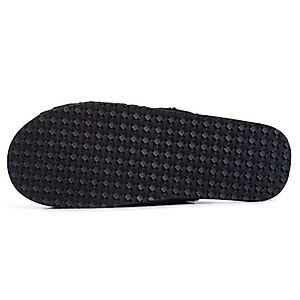 Lucky Brand Mens Sherpa Memory Foam Scuff Slippers, Slip On House Bedroom Slipper, Warm Indoor Slide, Black, Large
