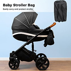 SWEWARM Stroller Travel Bag, Gate Check Bag for Single and Double Strollers, Lightweight Pushchair Transport Carry Bags with Shoulder Straps for Airplane Travel(dark grey) (Dark Grey)