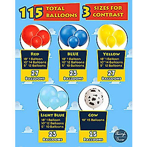 100pcs EASY DIY - Toy Story Balloons Garland Kit & Arch for Toy Story Birthday Party and Baby Shower Decorations - Toy Story Balloons Latex with Cow Pattern for Woody and Buzz Lightyear Theme Supplies