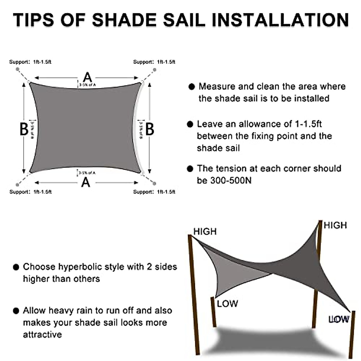 HENG FENG Sun Shade Sail Rectangle 10'x13' Sand UV Block Canopy 185GSM for Outdoor Patio Lawn Garden Pergola Backyard