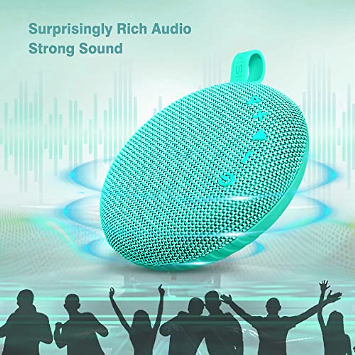 INSMY Waterproof Bluetooth Speakers, IP67 Floatable, Portable Wireless Small Shower Speaker, Punchy Bass Loud Sound, Stereo Pairing, 24H Playtime, Hands-Free Clear Call for Beach Kayak Canoe (Mint)