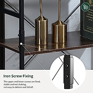 BENOSS 5 Tier Bookshelf Rustic Wood & Metal Frame Bookcase Shelf Industrial Storage Organizer Modern Display Shelf Rack Open Back Standing Shelving Unit for Bedroom Living Room Home Office