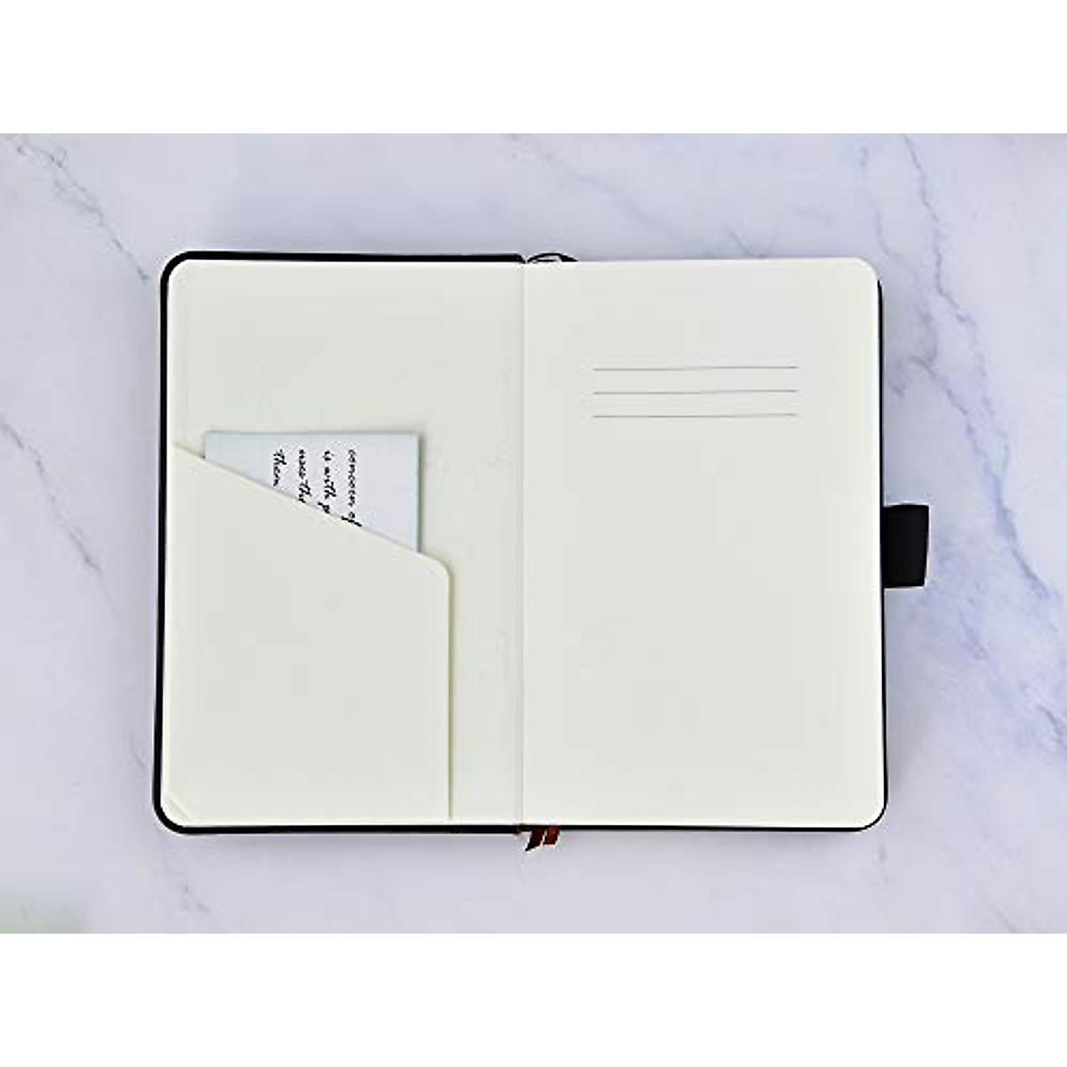 2-Pack Pocket Notebook Pocket Size 3.5" x 5.5" Hardcover Bound Journal Blank Paper Mini Notepad with Pen Holder Inner Pocket Black Leather Bound for Journal Sketchbook Composition Notebook