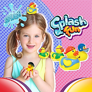 JA-RU Water Squirt 3" Yellow Rubber Ducks (1 Duck Assorted) Bathtub & Shower Toys for Kids, Baby & Toddler. Pool Floating Mini Rubber Duckies. Bulk Party Favors Easter Basket Novelty Toy. 1178-1