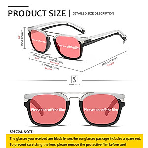 SHEEN KELLY Polarized Square Sunglasses for Men Women Retro Rectangular TR90 Frame Red Pink Tinted Lens Eyewear