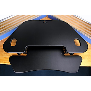 Rocelco 46" Height Adjustable Corner Standing Desk Converter, Quick Sit Standup Dual Monitor Riser, Gas Spring Assist Tabletop Computer Workstation, Large Keyboard Tray, (R CADRB-46), Black