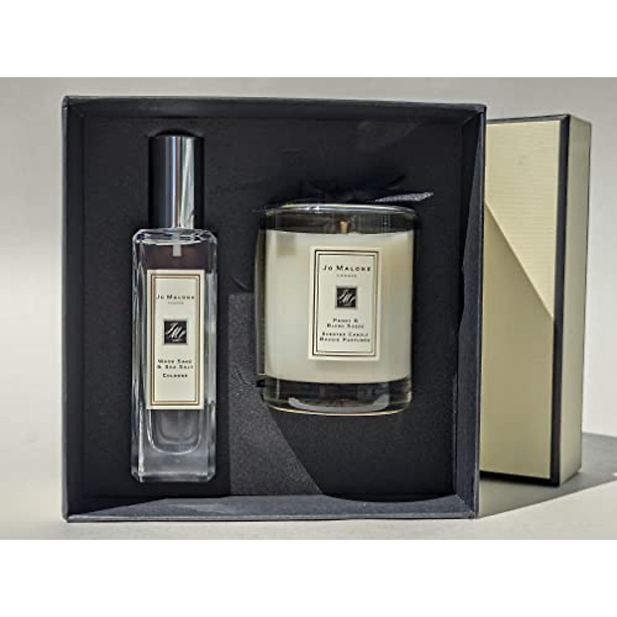 Jo Malone LONDON Travel Collection Set Wood Sage & Sea Salt Cologne 30ml + Peony & Blush Suede Scented Candle 1.88 in