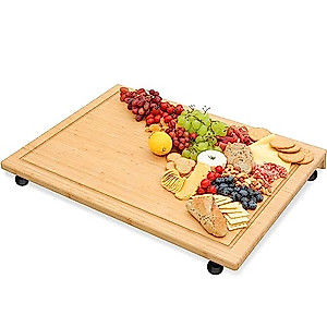 YUHFERA Stove Cover Board for Gas Stovetop - Raised Cutting Board with Legs and Juice Grooves, Adjustable Noodle Board Stove Cover for RV Stove Top (29.5" x 21.2")