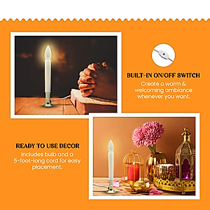 Creative Hobbies® Electric Window Candle Lamp with Brass Plated Base, On/Off Switch, Light Bulb, Ready to Use!