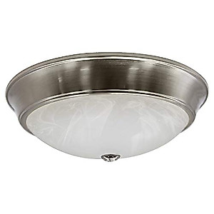 MingBright 15 inch LED Flush Mount Ceiling Light Fixture with Alabaster Glass Shade 16W 1050LM 3000K Warm White Dimmable Damp Location Use Ceiling Lamp for Living Room, Bathroom