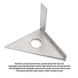 Square Layout Miter Triangular Ruler, Stainless Steel 90° 45° Mitre Angle Measuring Template Tool Carpenter's Layout Ruler Gauge