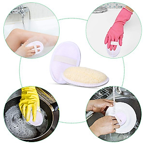 24 Pieces Exfoliating Loofah Sponge Pads Facial Body Bath Shower Loofah Sponge Pad Natural Exfoliating Scrubber Brush for Men Women Bath and Spa
