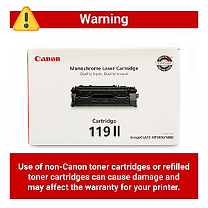 Canon Genuine Toner, Cartridge 119 II Black, High Capacity (3480B001), 1 Pack, for Canon imageCLASS MF5800 /5900/6100 Series, MF410 Series, LBP6300 / 6600 Series, LBP250 Series Laser Printers