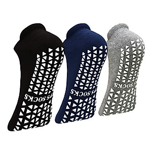 Tphon Non Slip Anti Skid Socks with Grips for Yoga Pilates Barre Fitness, Hospital Home Sticky Slipper Socks for Women Men (3 Pairs)