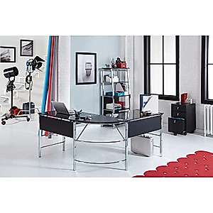 Realspace® Mezza 62"W L-Shape Corner Desk, Black/Chrome