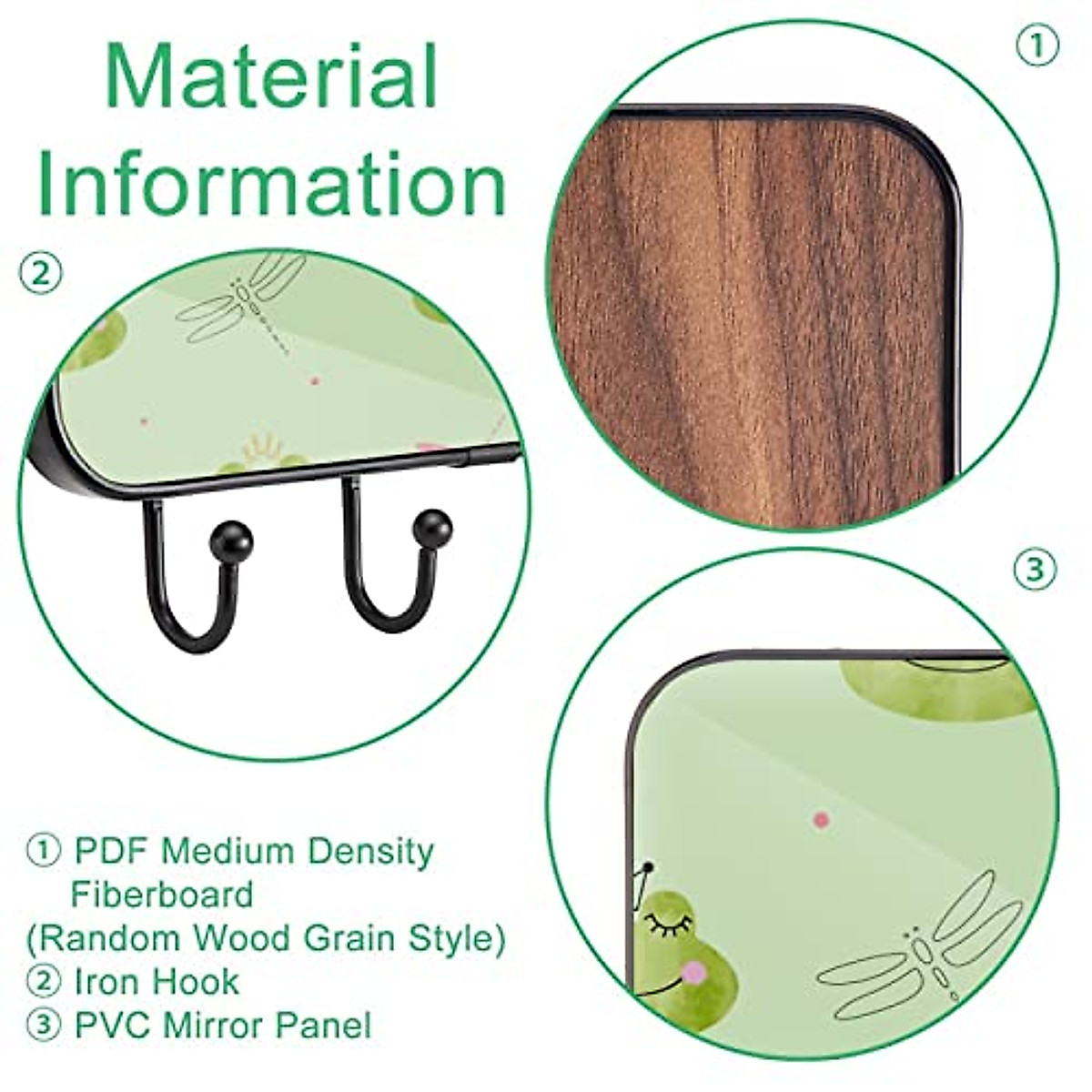 Princess Frog Crown Dragonfly Light Green Personalized Adhesive Hooks Towel Hooks Wall Hooks for Kitchen Bathroom