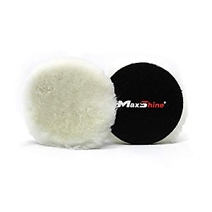Maxshine 6” Wool Buffing Polishing Pad – Hook and Loop, Professional 100% Natural Wool Pad, Removing Scratches & Oxidation