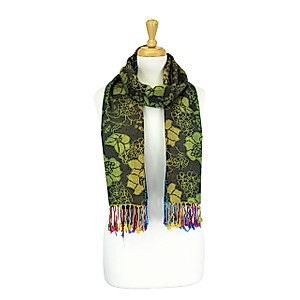 PASKMLNA Pashmina Silky Tropical Exotic Pashmina Wrap Shawl Scarf (051-navy)