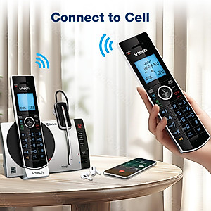 VTech Connect to Cell DS6771-3 DECT 6.0 Cordless Phone - Black, Silver, 6.9" x 4" x 6.6"