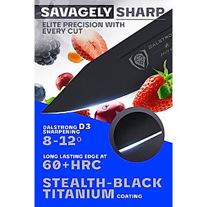 Dalstrong Paring Knife - 4 inch - Delta Wolf Series Knife - Ultra-Thin & Zero Friction Blade - HC 9CR18MOV Steel - Black Titanium Nitride Coating - G10 Camo Handle Kitchen Chef Knife - Leather Sheath